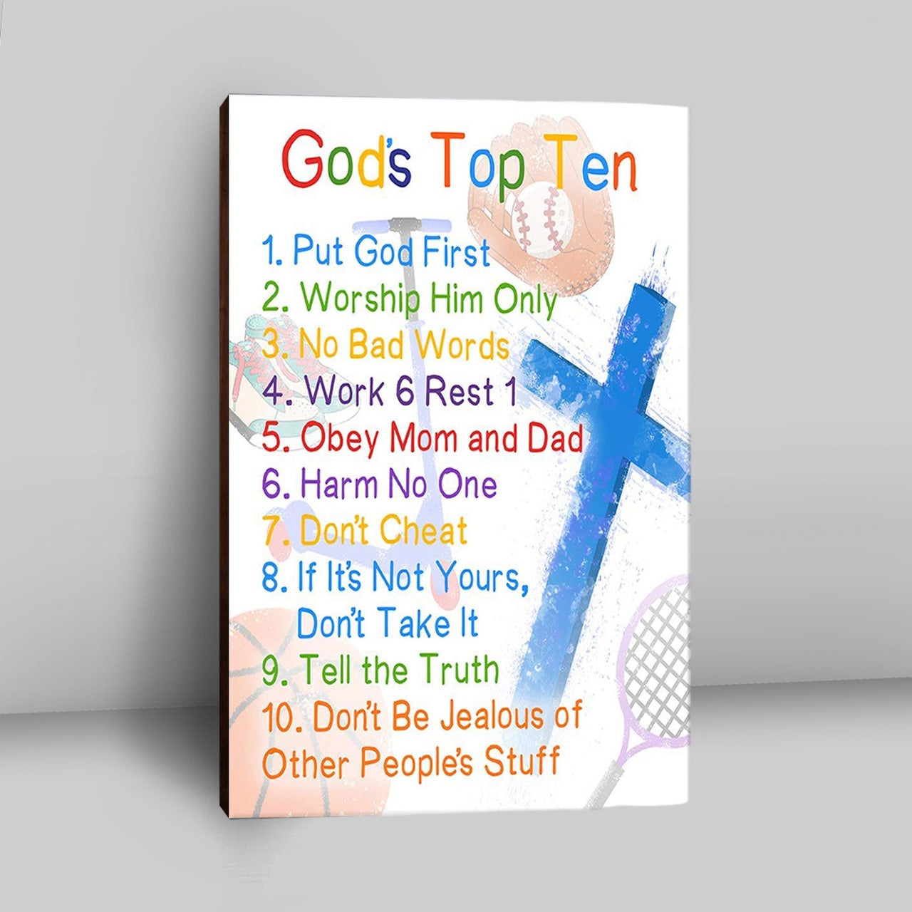 God's Top Ten Canvas Prints - Ten Commandments For Boys - Kids Wall De ...