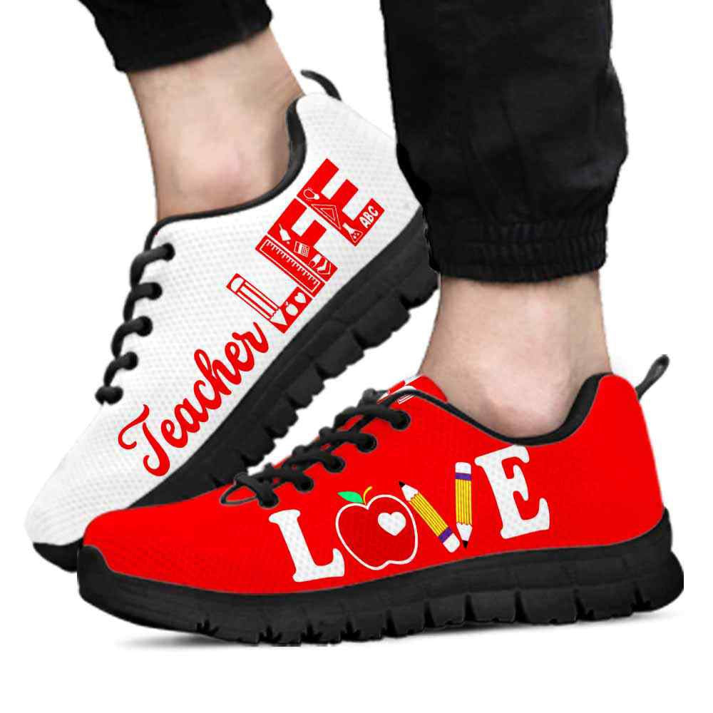 Teacher Sneaker, Red White Teacher Life Sneakers Shoes, Fun Teacher Sh – Ciaocustom