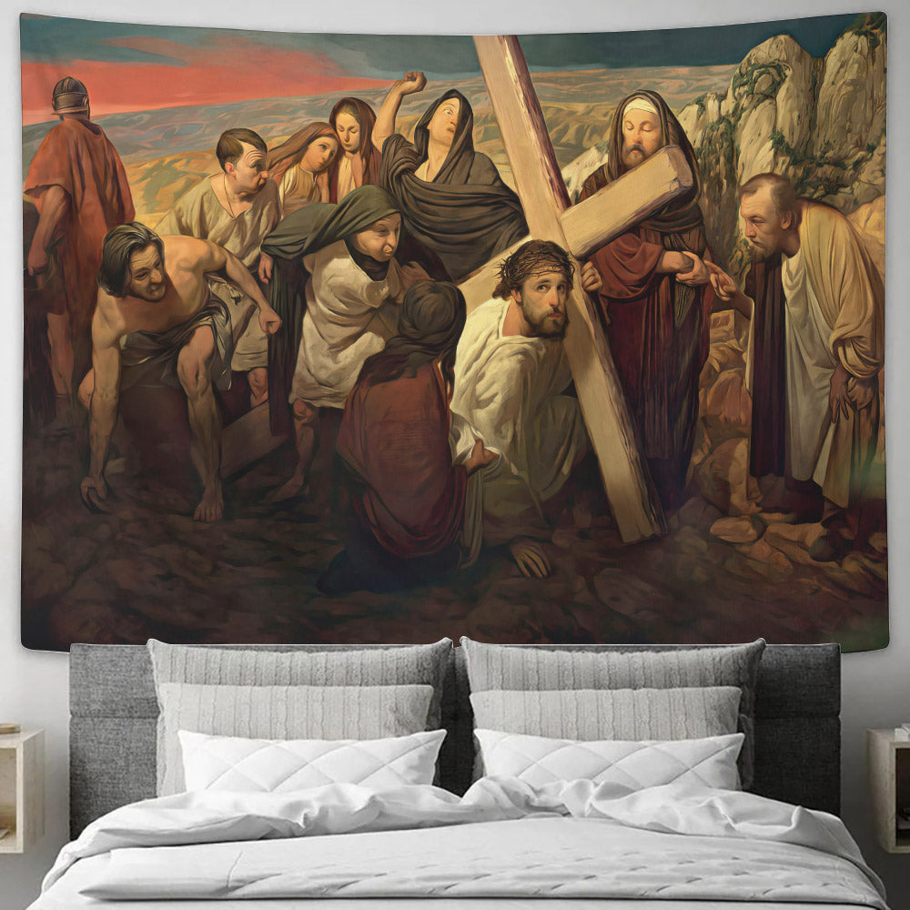 Christ Carrying The Cross - Christian Tapestry Wall Hanging - God Tape – Ciaocustom