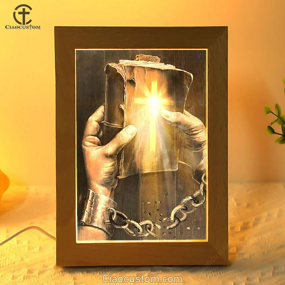 Bible, Jesus Hands, Light Cross Frame Lamp – Ciaocustom
