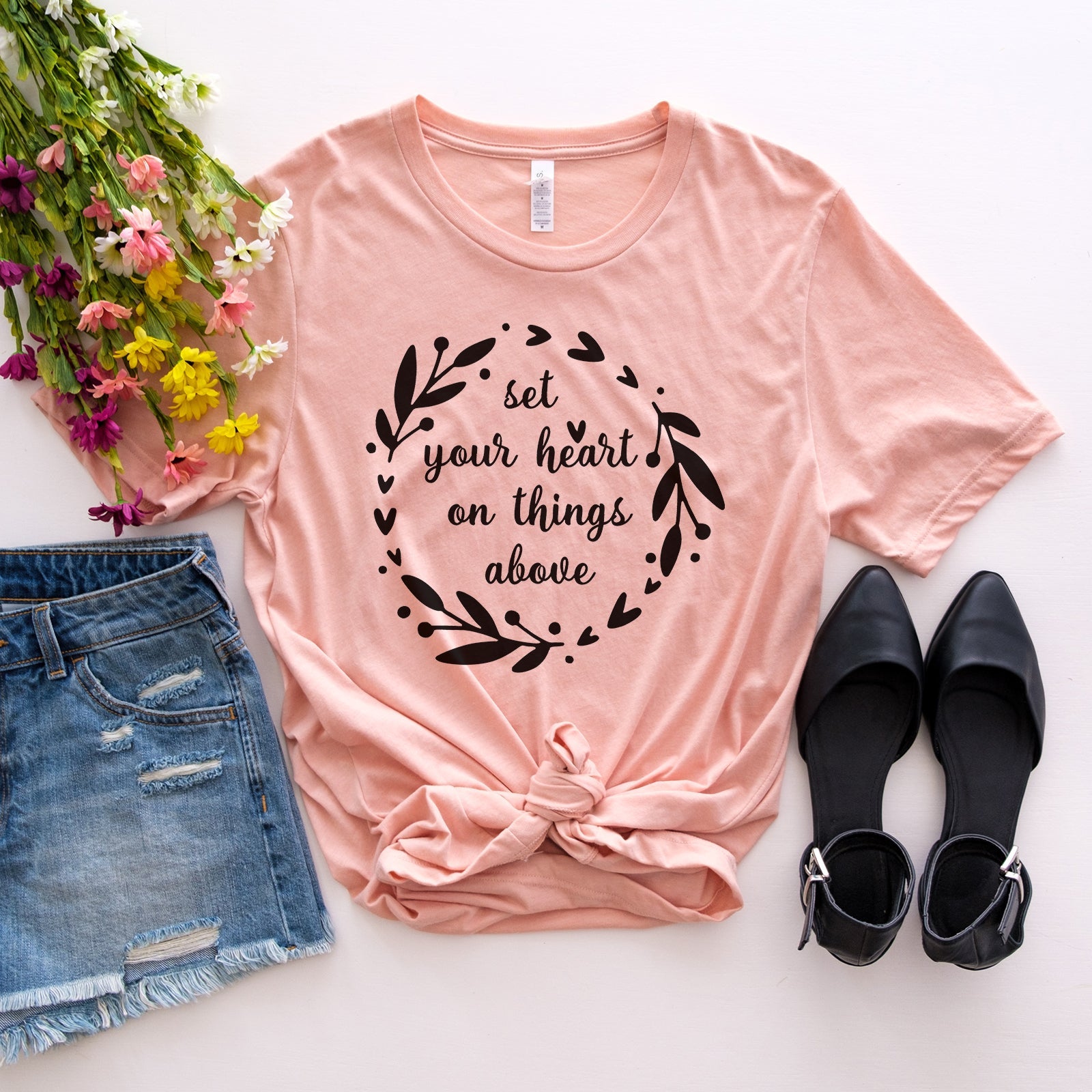 Set Your Heart Tee Shirts For Women - Christian Shirts for Women - Rel – Ciaocustom