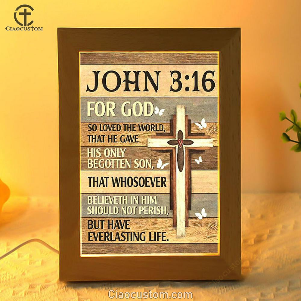 For God So Loved The World John 316 Bible Verse Wooden Lamp Art - Bibl ...