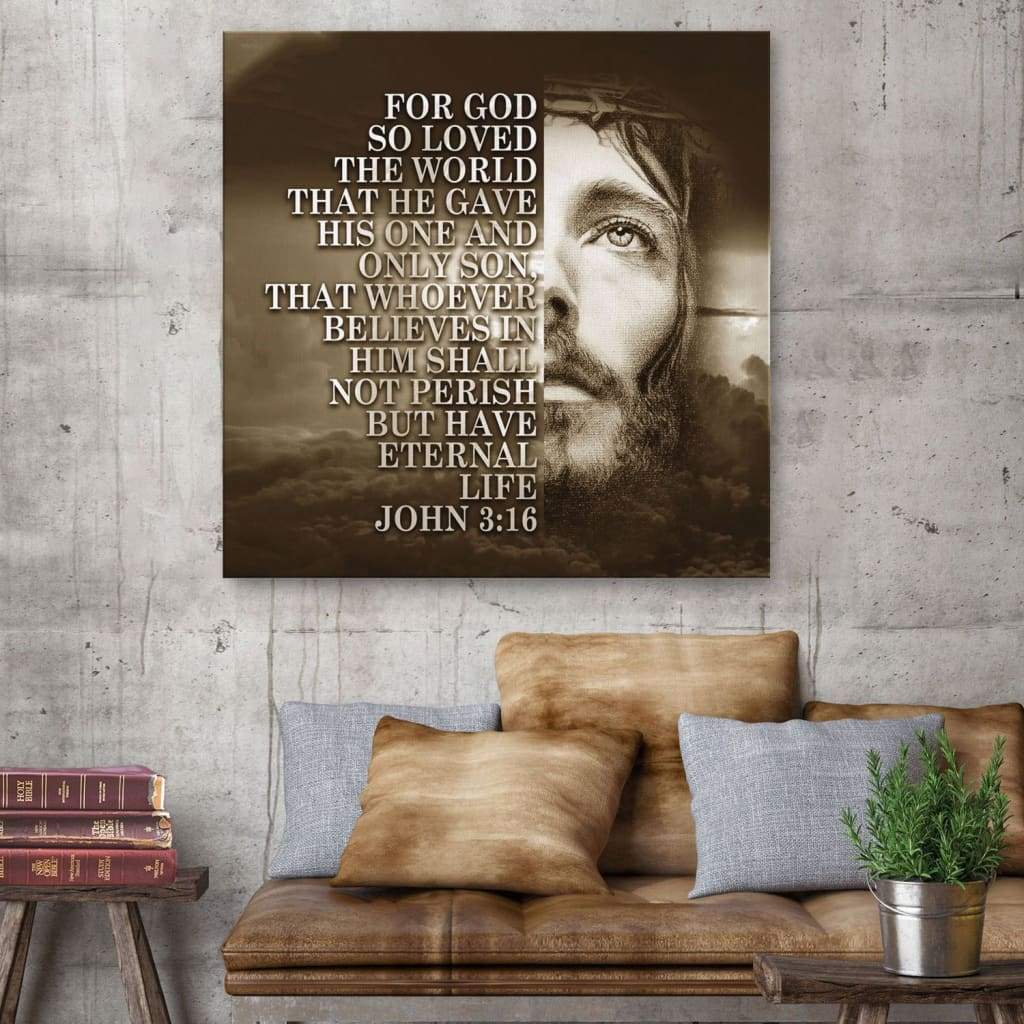 For God So Loved The World John 316 Canvas Wall Art - Bible Verse Wall ...