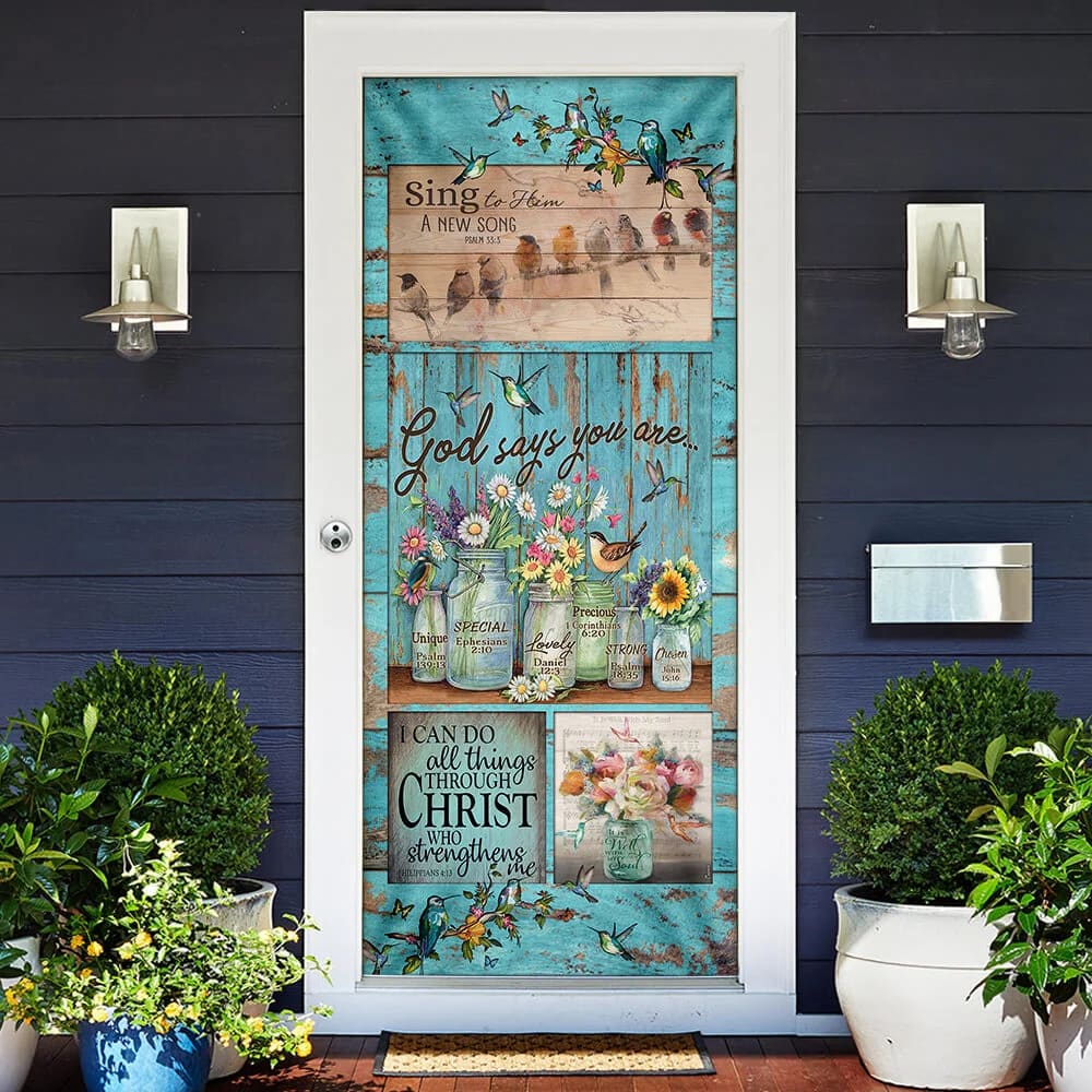 God Says You Are Hummingbird Door Cover - Religious Door Decorations ...