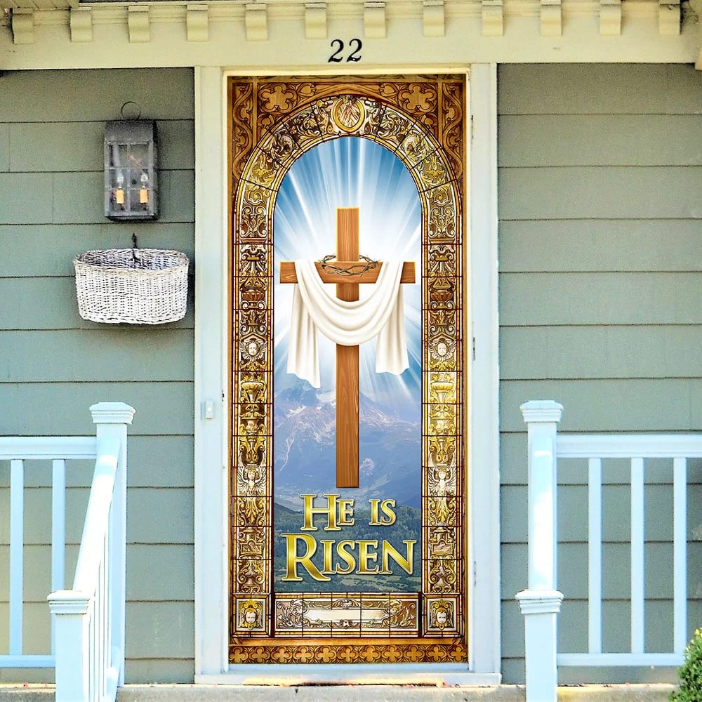 He Is Risen Easter Jesus Christ Door Cover - Religious Door Decoration ...