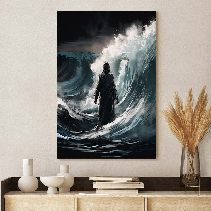 Jesus And A Wave - Canvas Picture - Jesus Christ Canvas - Christian Wa – Ciaocustom