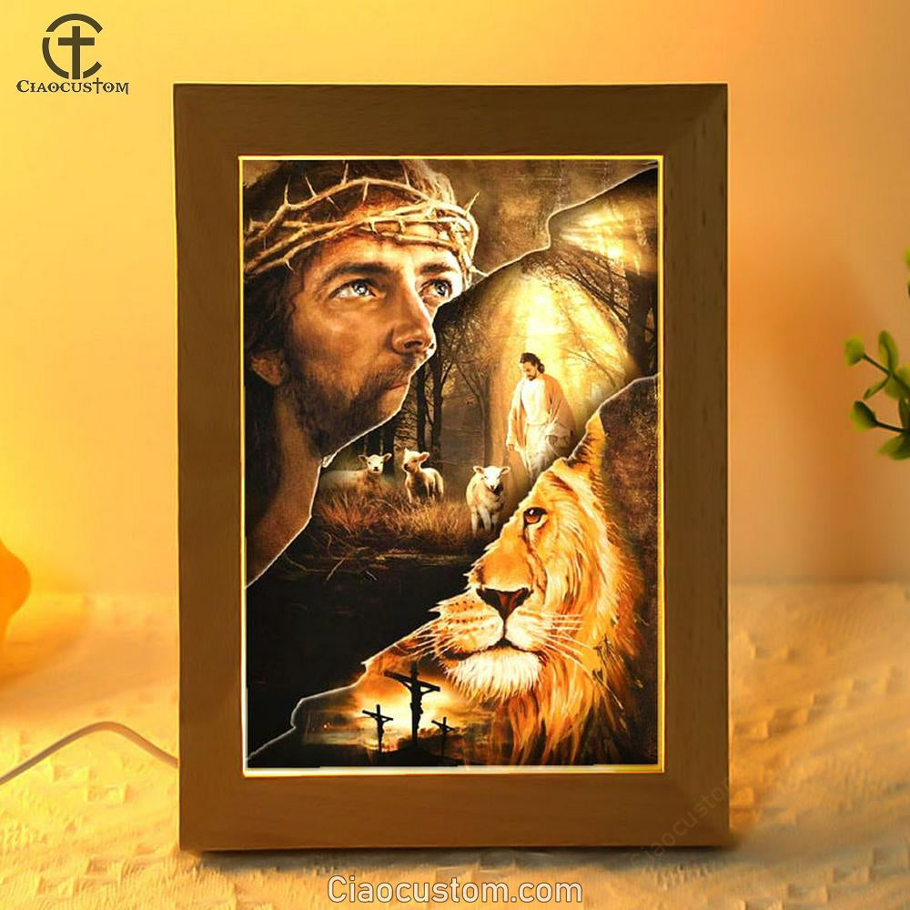 Jesus Christ The Lion Of Judah The Lamb Of God Frame Lamp – Ciaocustom