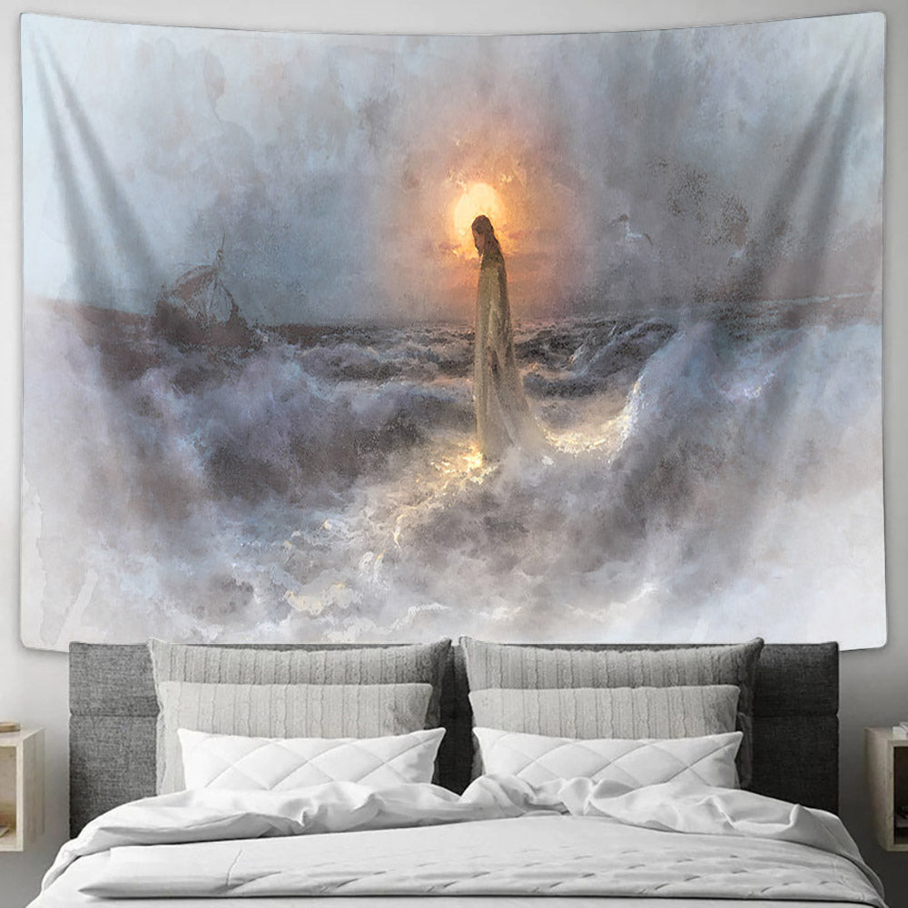 Jesus Walking On Water Tapestry - Christ Walking on Water Tapestry Chr – Ciaocustom
