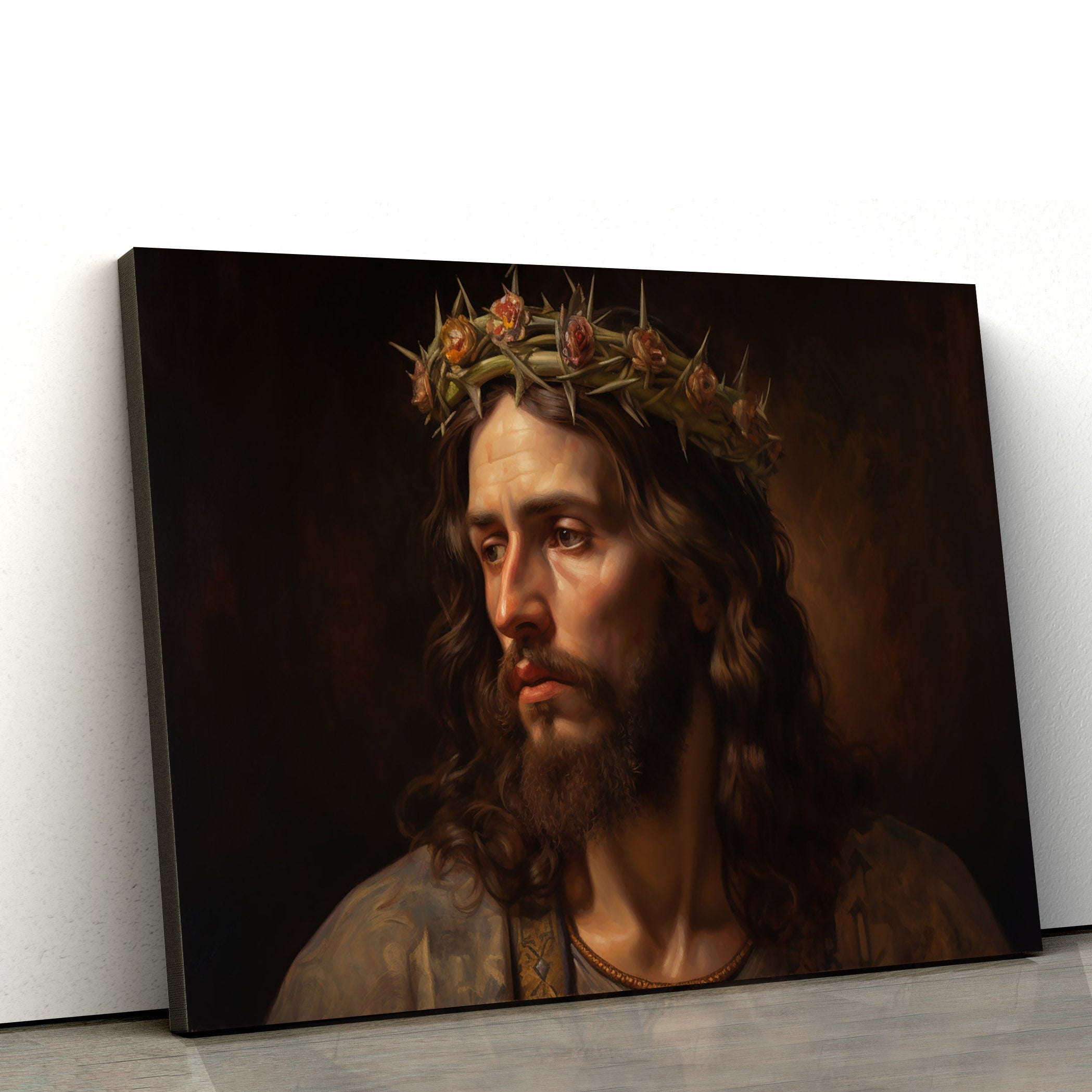 Jesus Wearing A Crown - Canvas Picture - Jesus Christ Canvas - Christi – Ciaocustom