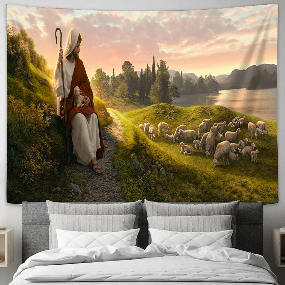 Jesus and Lamb Tapestry - Dear to the Heart of the Shepherd Tapestry C – Ciaocustom