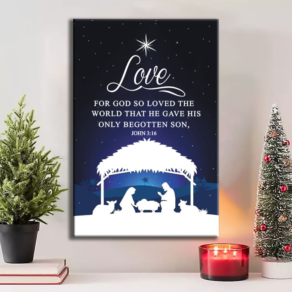 John 316 For God So Loved The World Christmas Christian Canvas Wall Ar ...