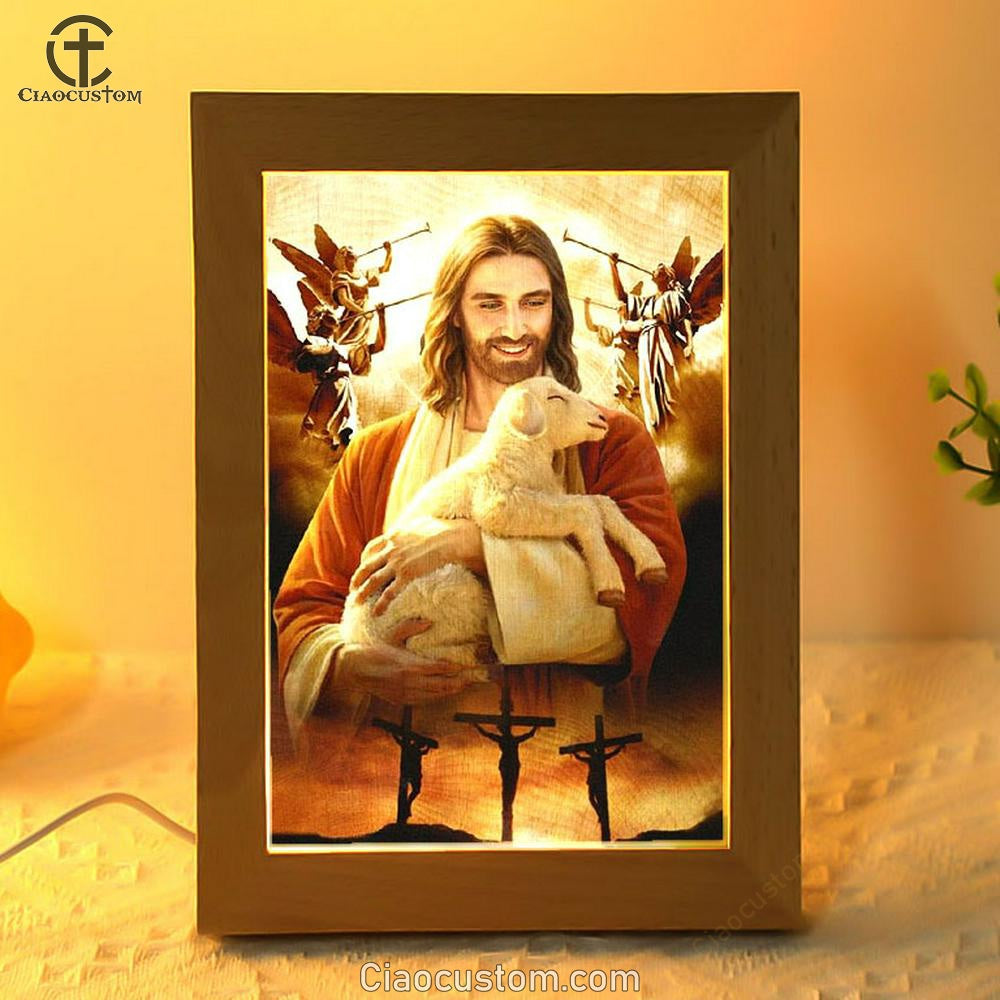 Lamb Of God, Jesus Drawing, Heaven Angels, Three Crosses Frame Lamp – Ciaocustom