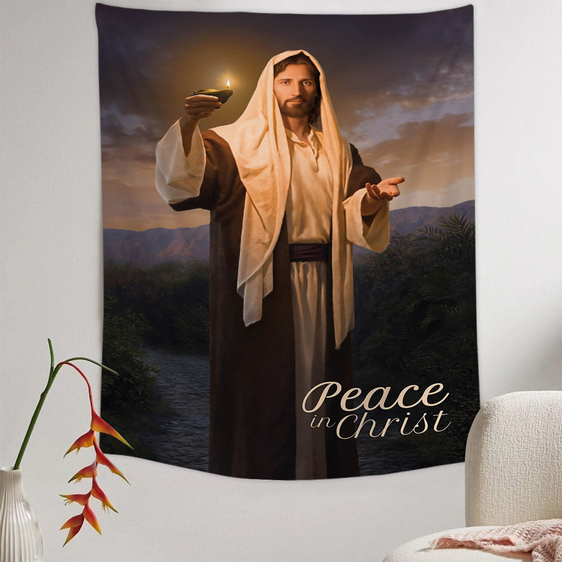 Lead Kindly Light - Peace in Christ Tapestry - Jesus Picture - Religio – Ciaocustom