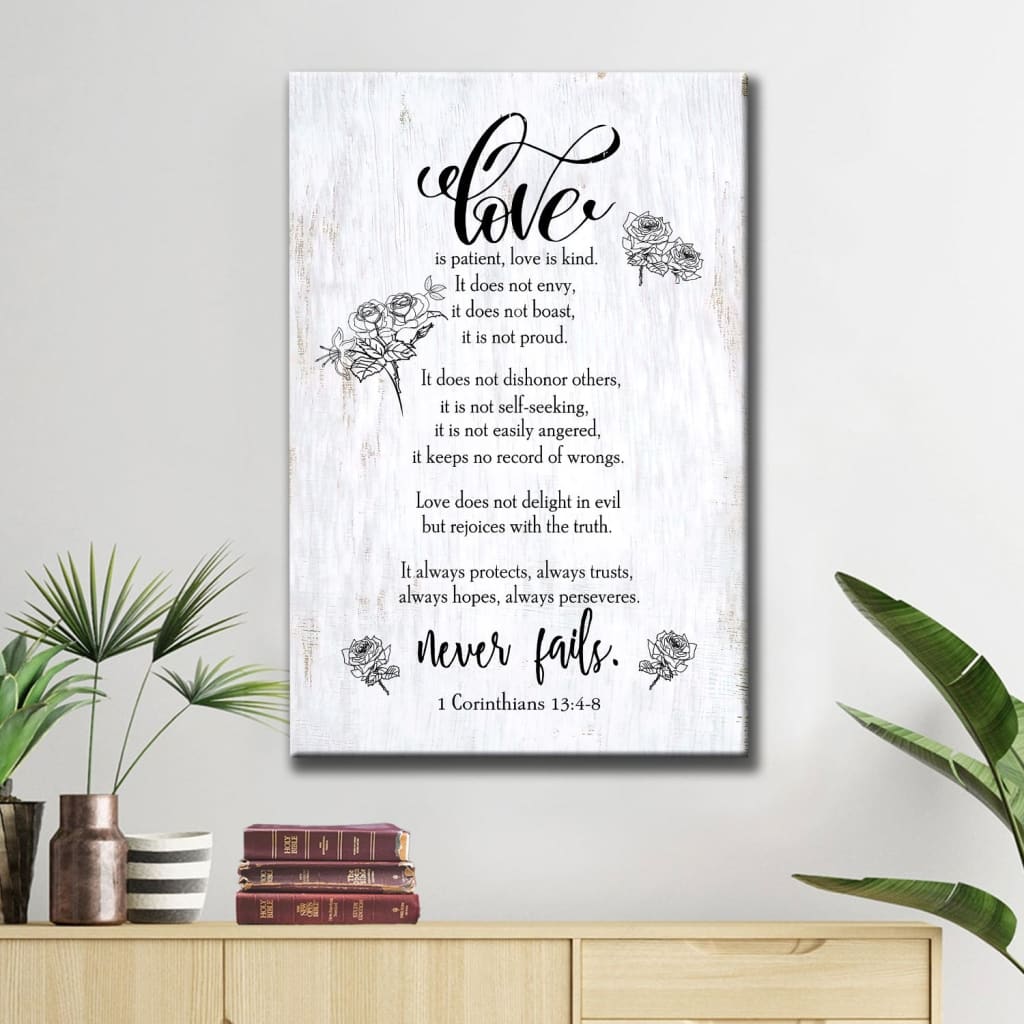 Love Is Patient Love Is Kind 1 Corinthians 134-8 Bible Verse Canvas Ar ...