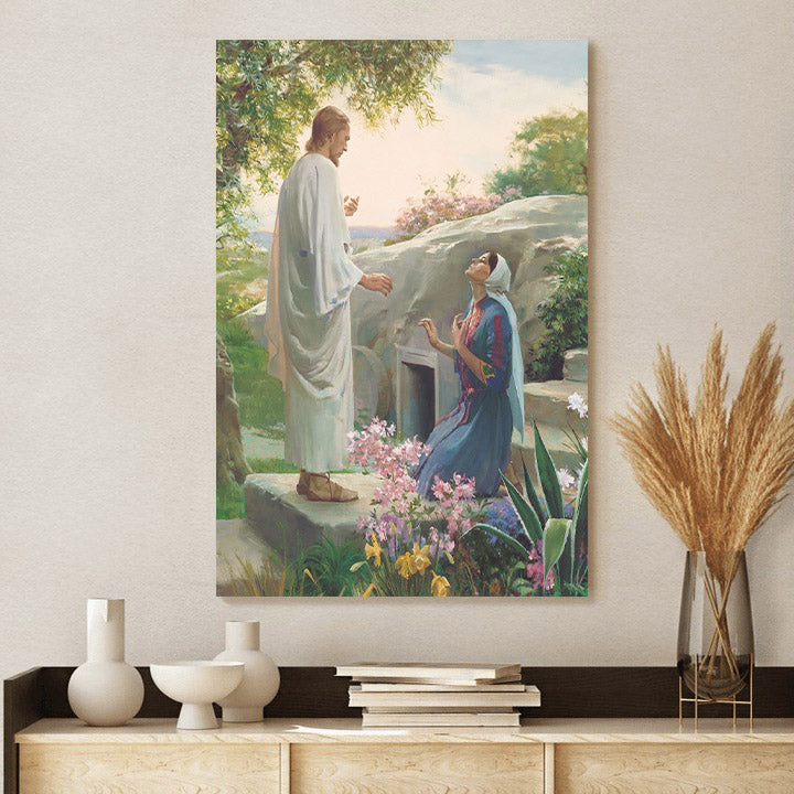Mary And The Resurrected Christ Canvas Wall Art - Easter Canvas Painti ...