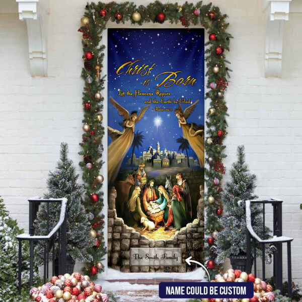 Personalized Jesus Is Born Door Cover - Religious Door Decorations - C ...