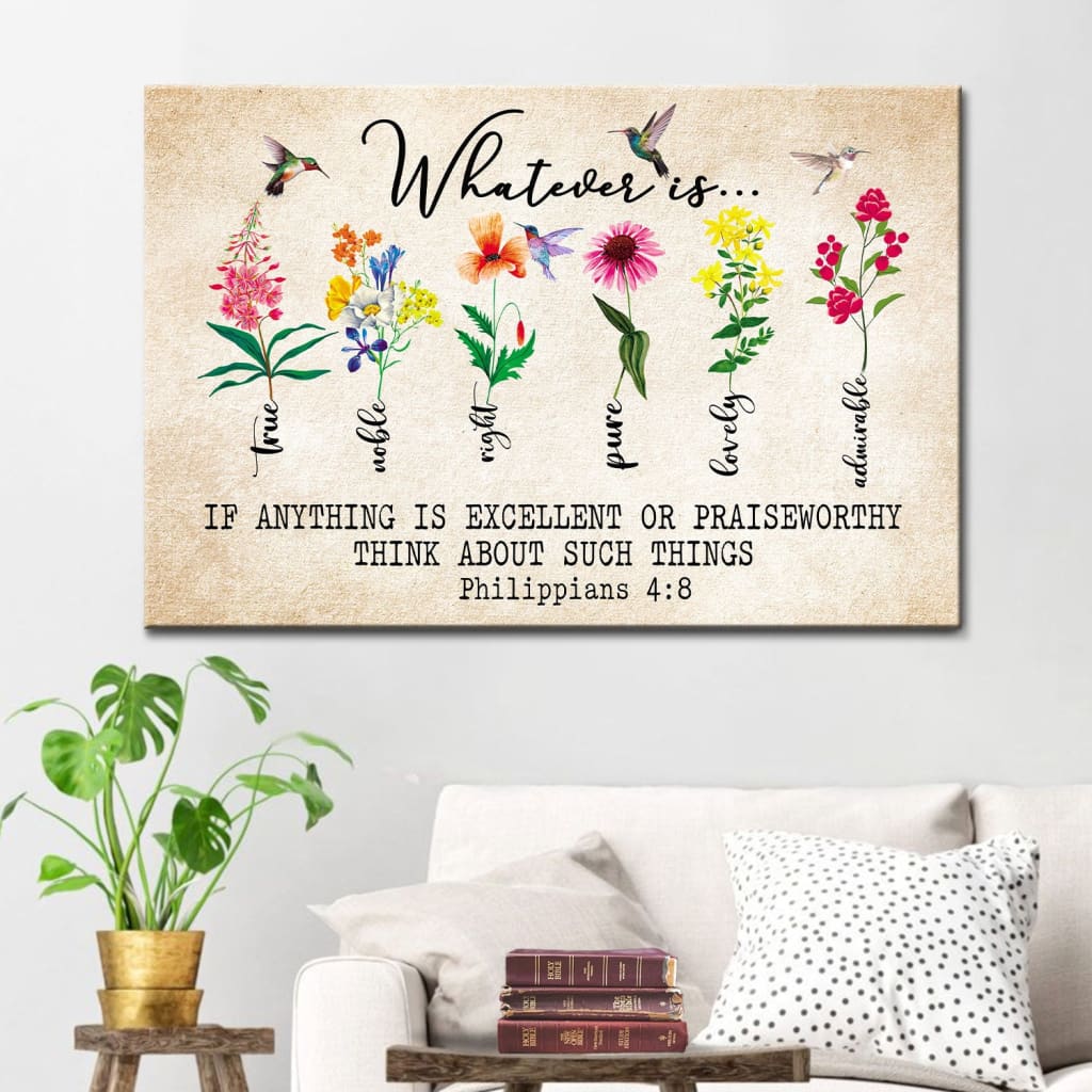 Whatever Is True Whatever Is Pure Philippians 48 Bible Verse Canvas Wa ...