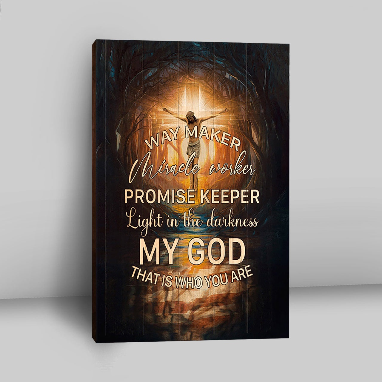 Jesus On The Cross Canvas - Way Maker Miracle Worker Promise Keeper Ca ...