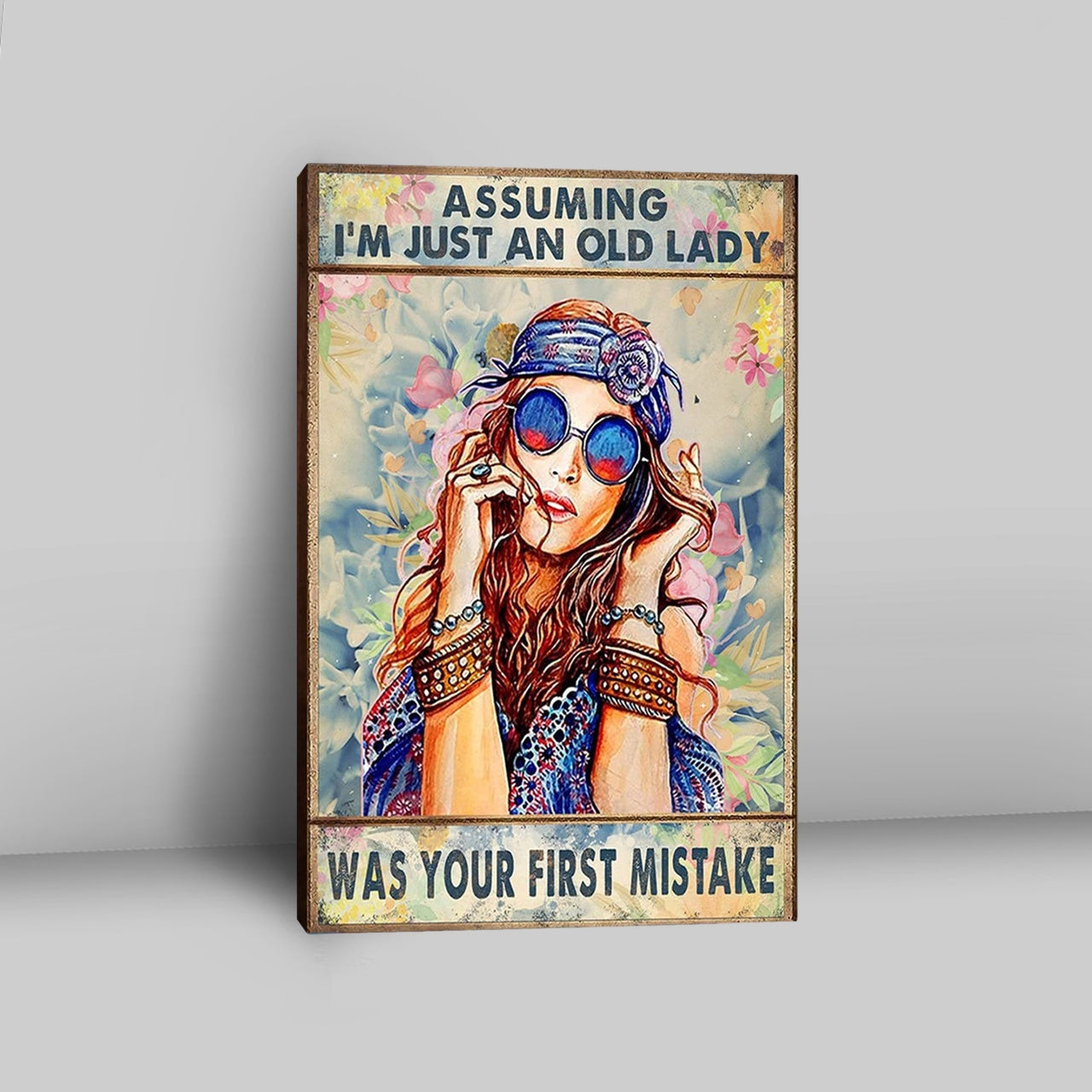 Assuming I'm Just An Old Lady Canvas Wall Art - Hippie Bohemian Wall D ...