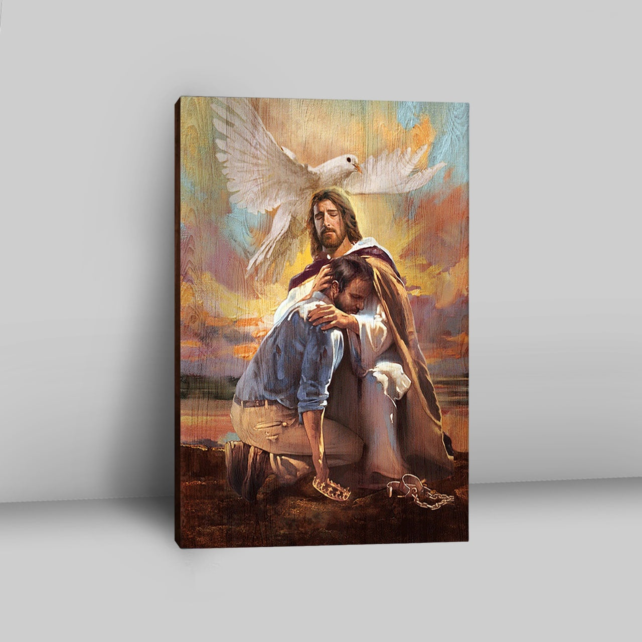 Dove Of Peace Sheltered In The Arms Of God Canvas Art - Bible Verse Wa ...