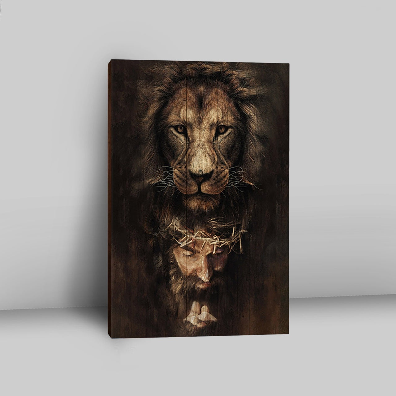 Lion Of Judah Jesus Face Canvas - Lion Canvas Print - Christian Wall A ...