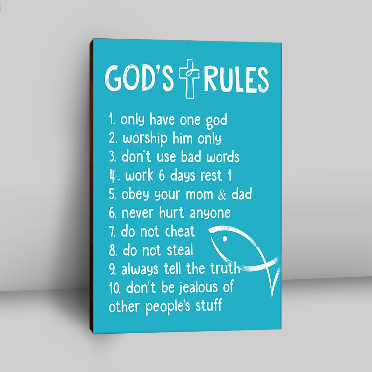 God's Rules Wall Decor - Kids Bedroom Decor - Christian Canvas Wall Ar ...