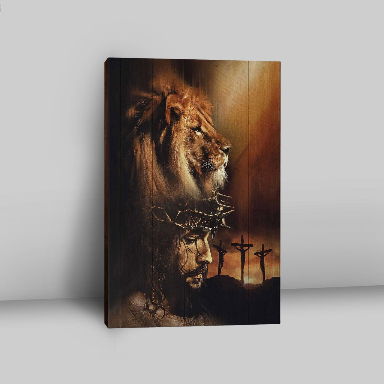 Lion The Face Of Jesus Crown Of Thorn Jesus Painting Canvas Art - Chri ...
