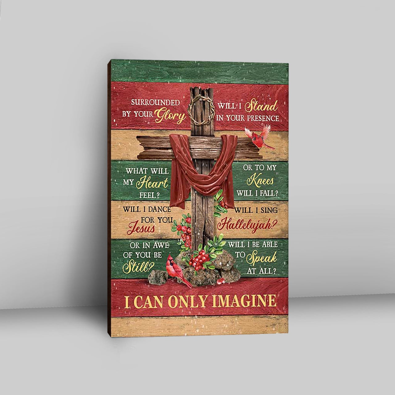 I Can Only Imagine Cross Pretty Cardinal Canvas Wall Art - Bible Verse ...