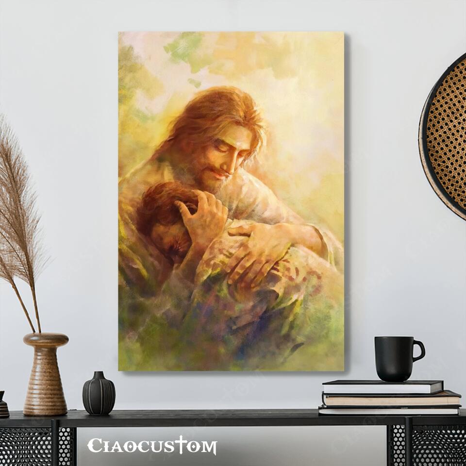 Jesus Christ Hugging Child - Jesus Canvas Painting - Jesus Canvas Art ...