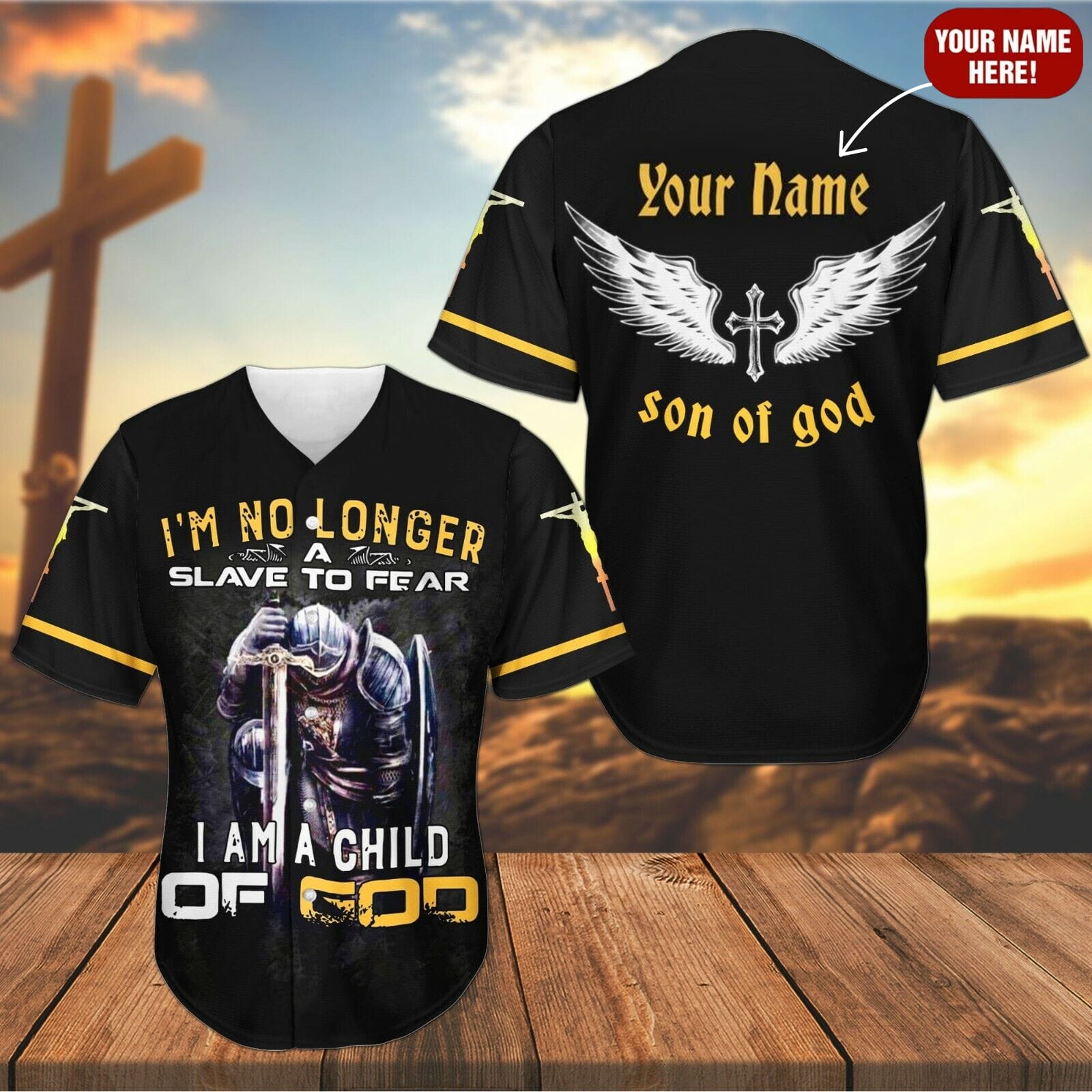 Angel Wings Child Of God Cross Custom Baseball Jersey - Personalized J ...