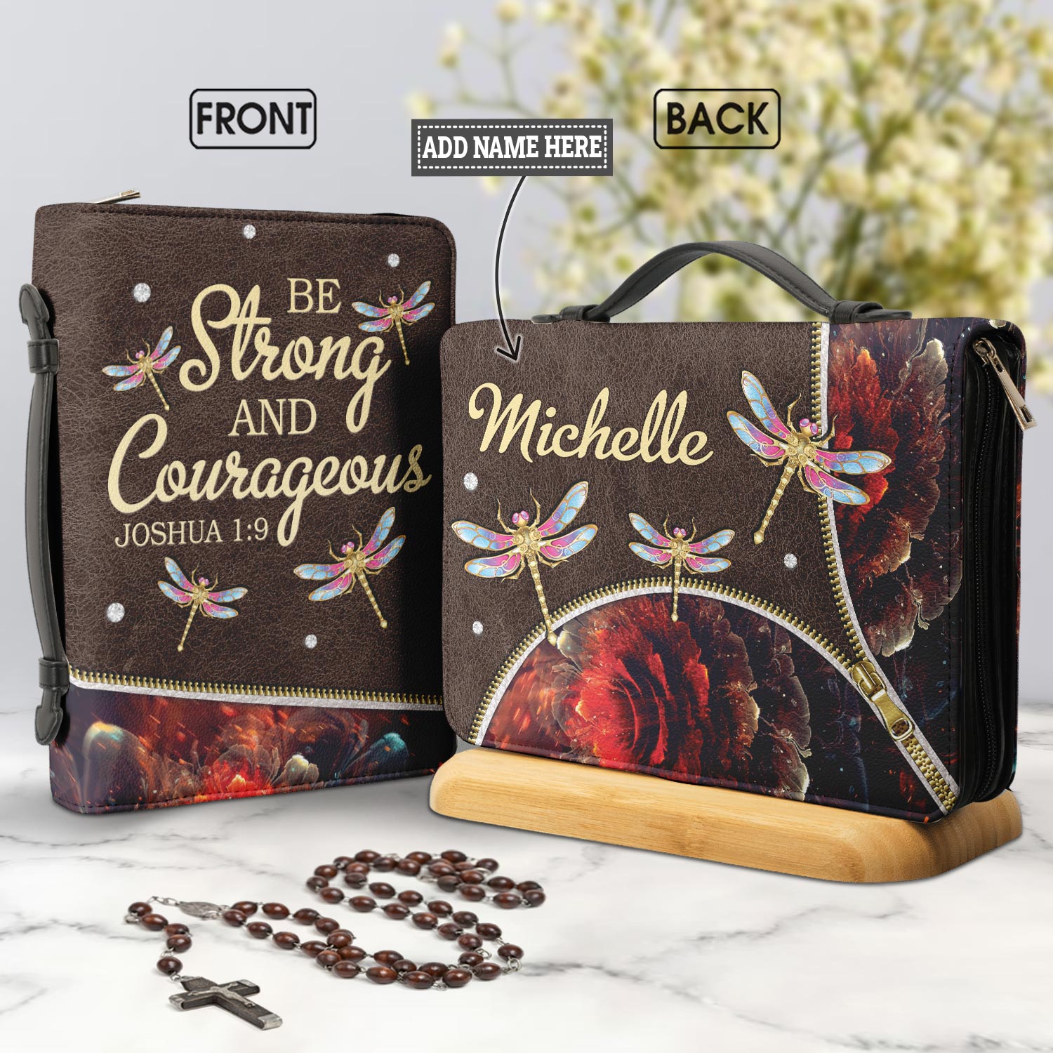 Be Strong And Courageous Dragonfly Joshua 1 9 Personalized Bible Cover ...