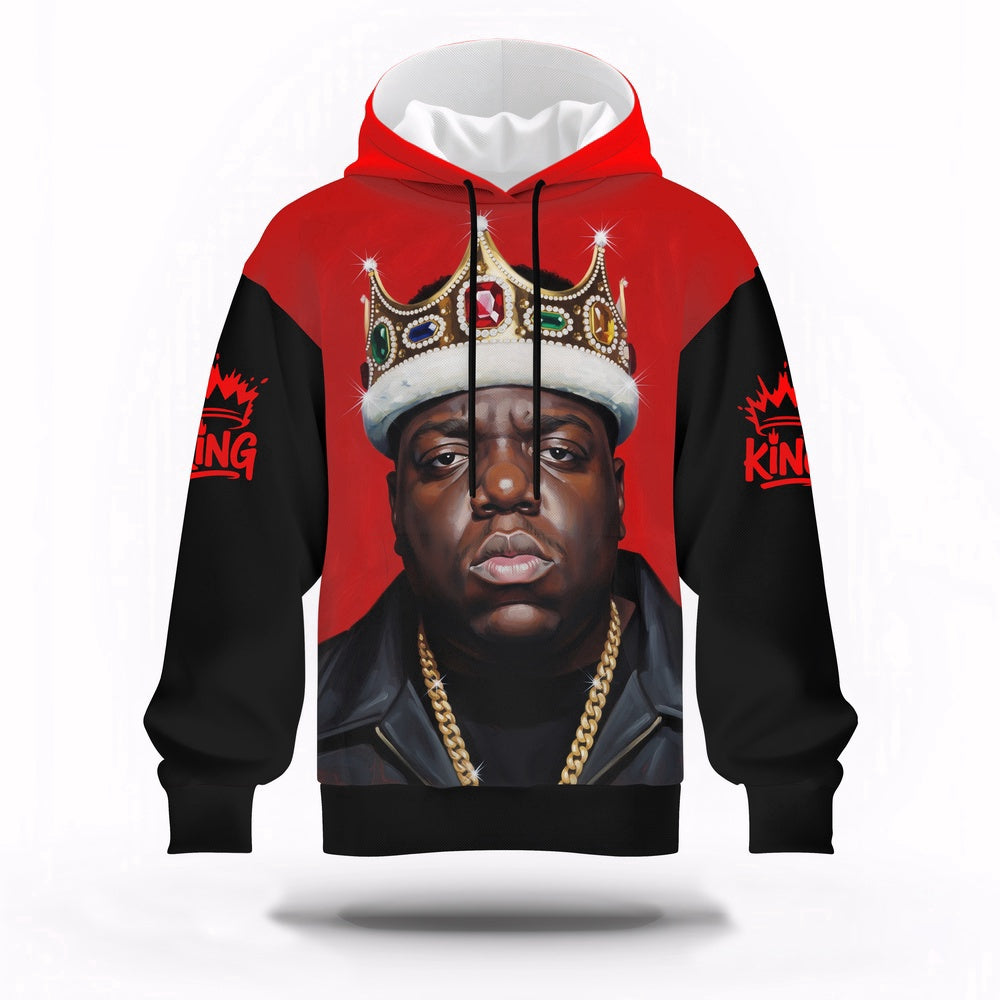 Biggie King Crown Red Black Hoodie, Rapper 3D Hoodie, Rap Legends ...