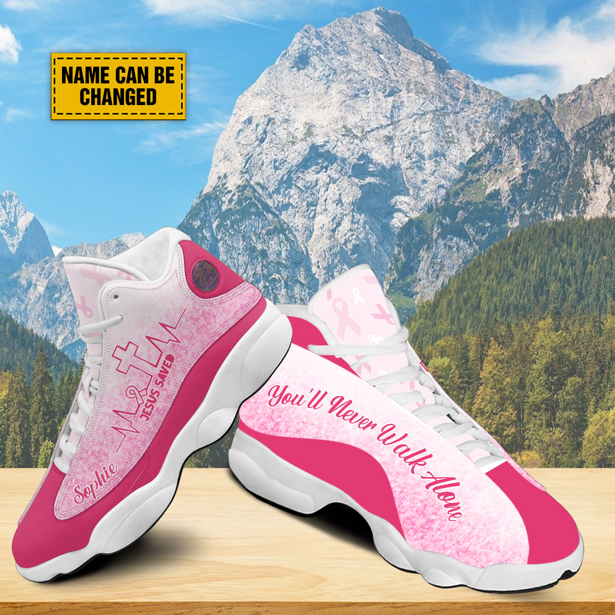 Breast Cancer Warrior Personalized J13 Shoes - Jesus Saved Heartbeat Y ...