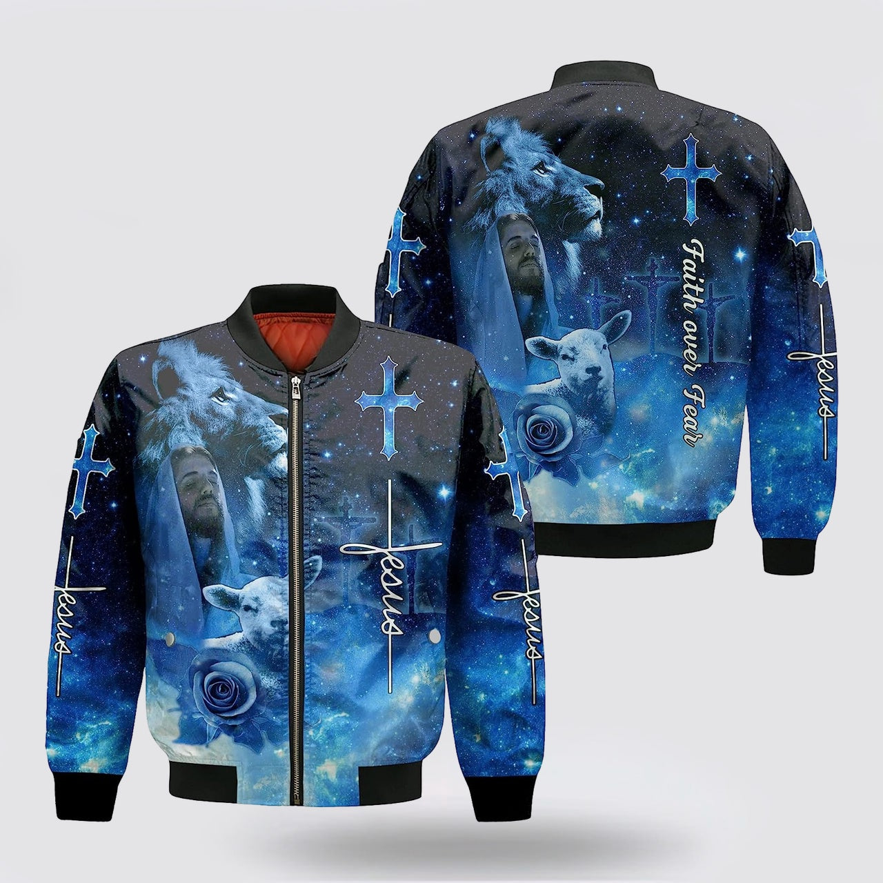 Jesus Christ Lion And Lamb Bomber Jacket - Jesus Shirt for Men Women ...
