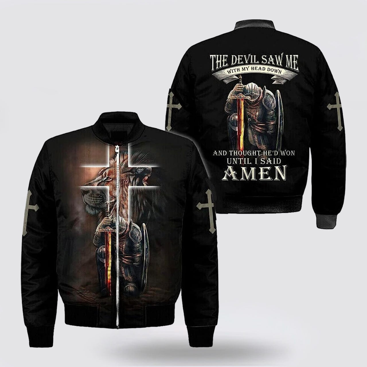 Jesus Christ Lion Of Judah Knight Warrior Bomber Jacket - Christian Bo ...