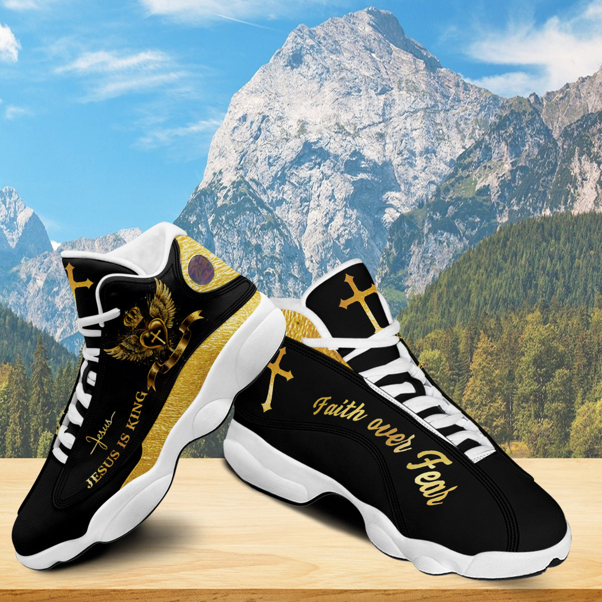 Jesus Christ J13 Shoes - Jesus Is The King Shoes - Jesus Cross Art Sho ...