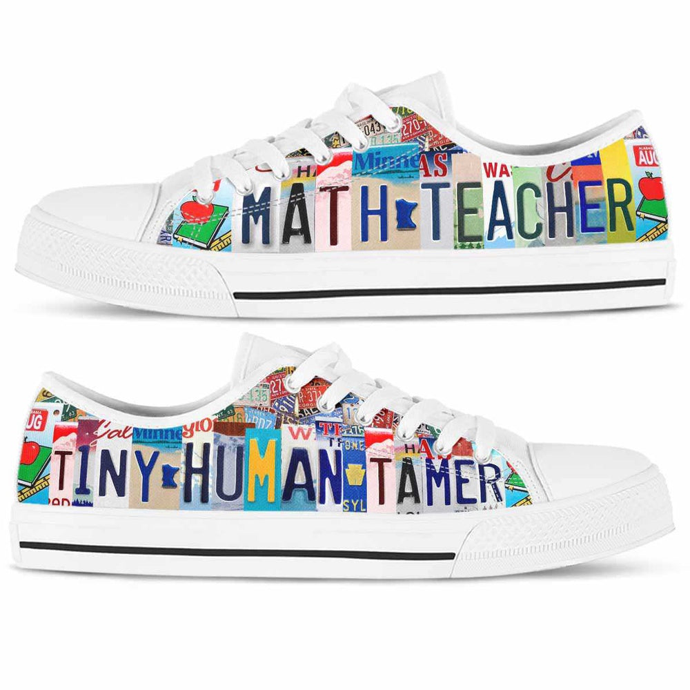 Math Teacher License Plate Tiny Human Tamer Low Top Shoes, Teacher Sho ...