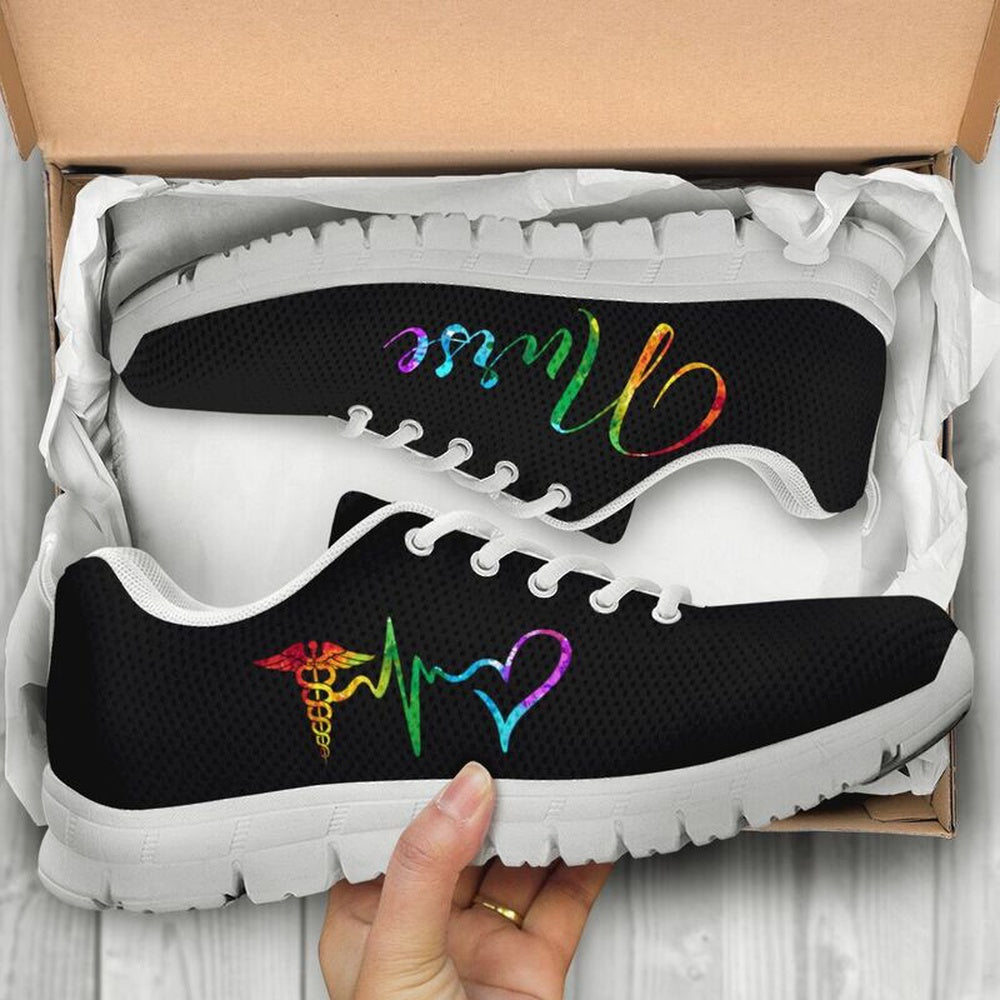 Nurse Sneaker, Nurse Heart Color Sneakers Shoes, Best Shoes For Nurses ...