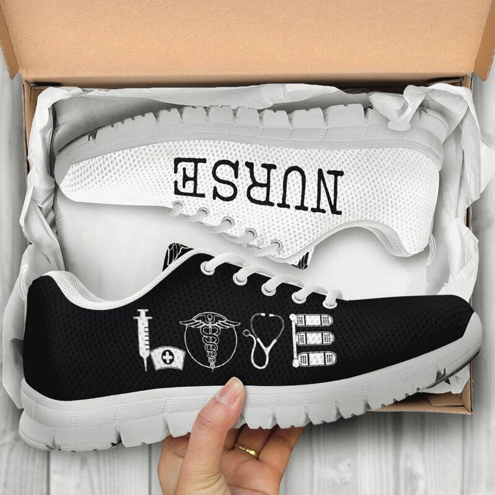 Nurse Sneaker, Nurse Love Black White Sneakers Shoes, Best Shoes For N ...