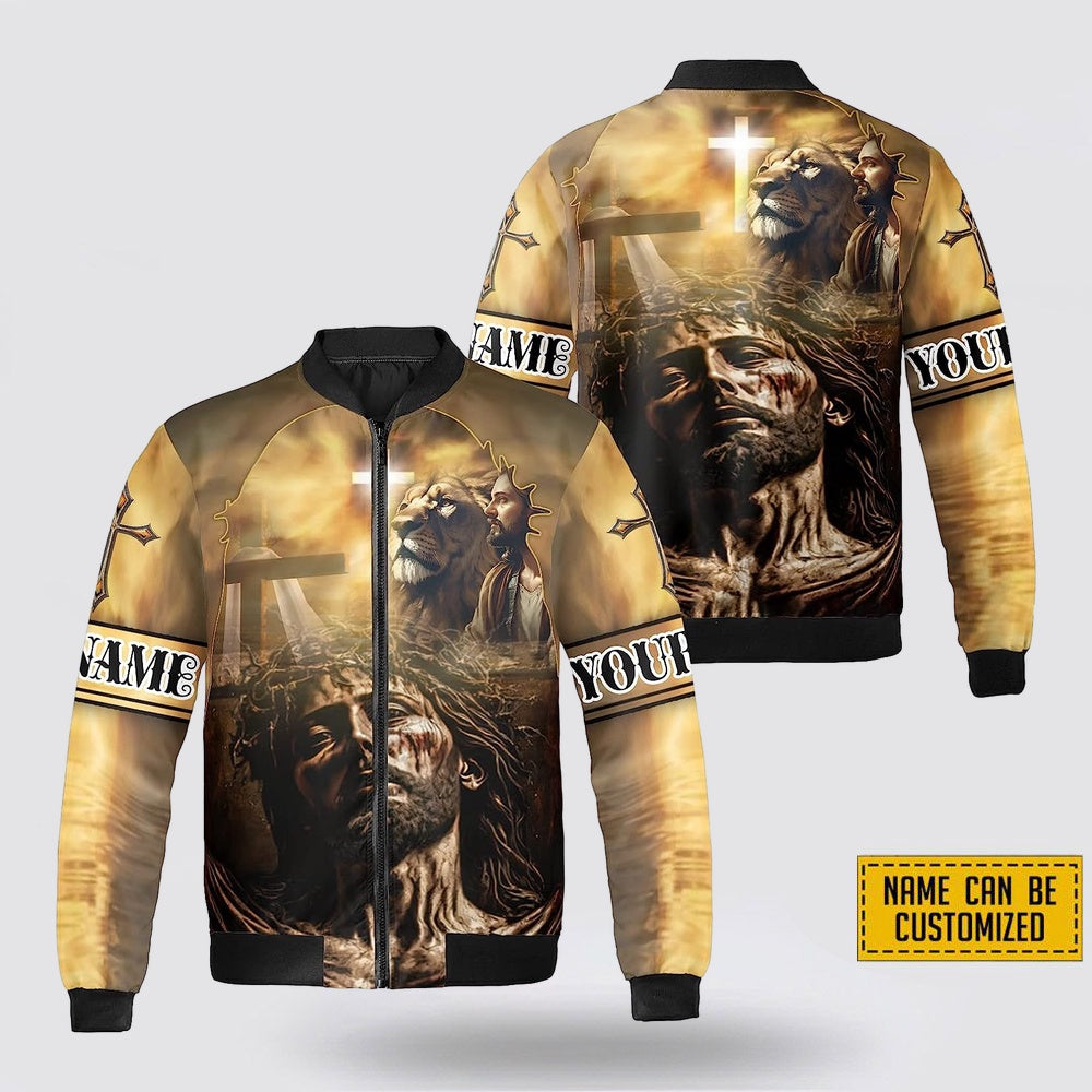 Personalized Name Christian Jesus Lion Bomber Jacket For Men Women ...