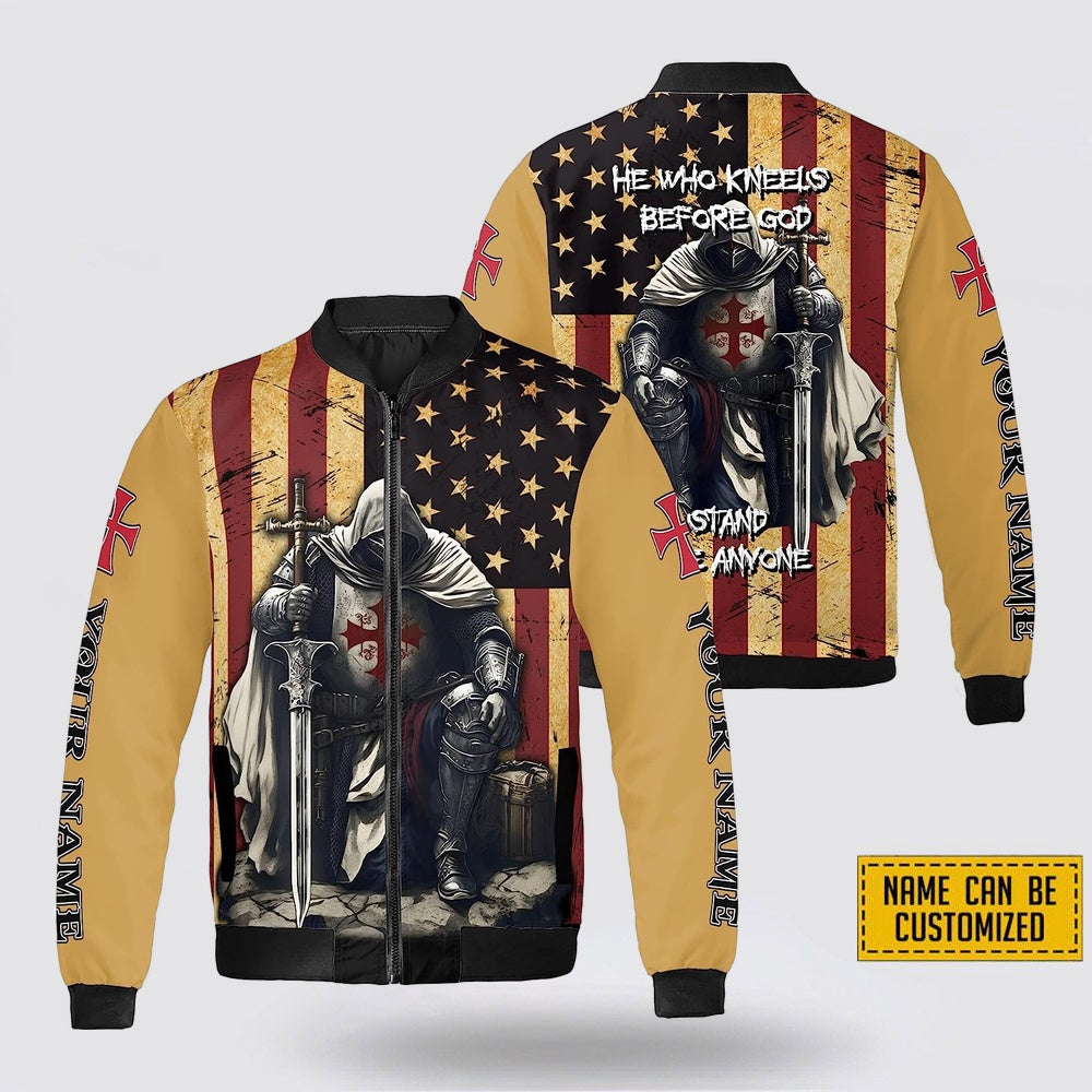 Personalized Name Knight Templar He Who Kneels Before God Bomber Jacke ...