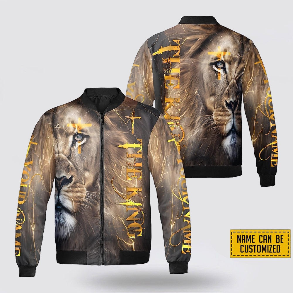Personalized Name The King Lion Christian Jesus Bomber Jacket For Men ...