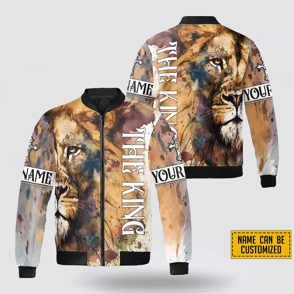 Personalized Name The Lion Half Christian Jesus Bomber Jacket For Men ...
