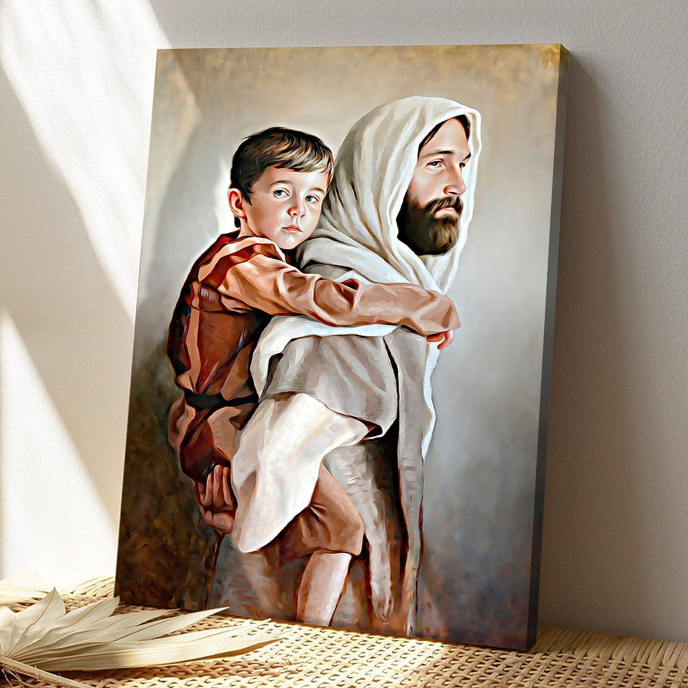 Jesus Carrying A Child On His Back - Jesus Pictures - Jesus Canvas Pos ...