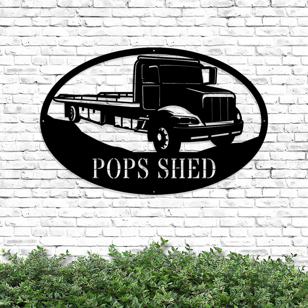 Custom Flat Bed Tow Truck Metal Sign - Personalized Metal Truck Wall A ...