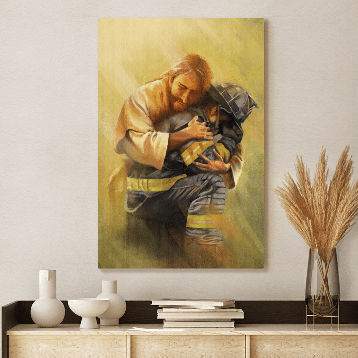 Jesus And The Firefighter, World Trade Center, God Canvas, Christian ...