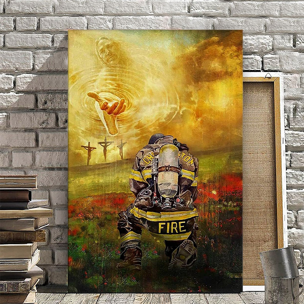 Firefighter Jesus Take My Hand To The Beautiful World - Jesus Canvas P ...