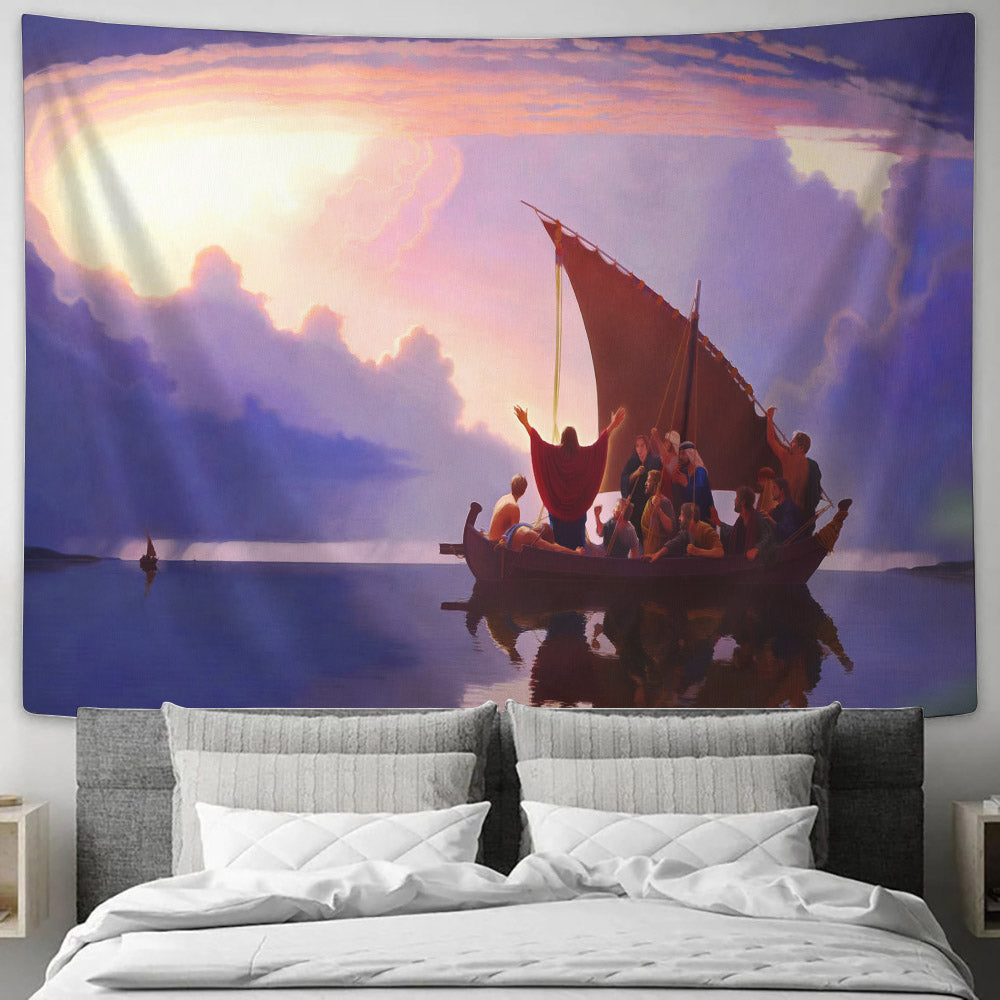 Jesus Calm The Storm - Christian Tapestry Wall Hanging - Christian Tap ...