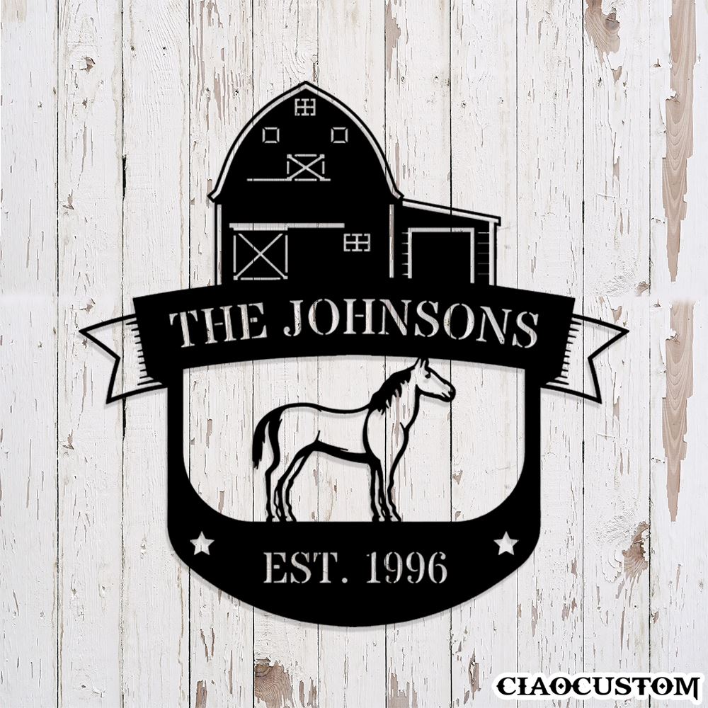 Horse Metal Sign - Custom Metal Farm Signs - Laser Cut Farm Signs - Gi ...
