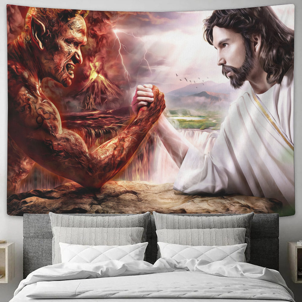 God And Devil Arm Wrestling Nordic - Religious Wall Decor - Christian ...